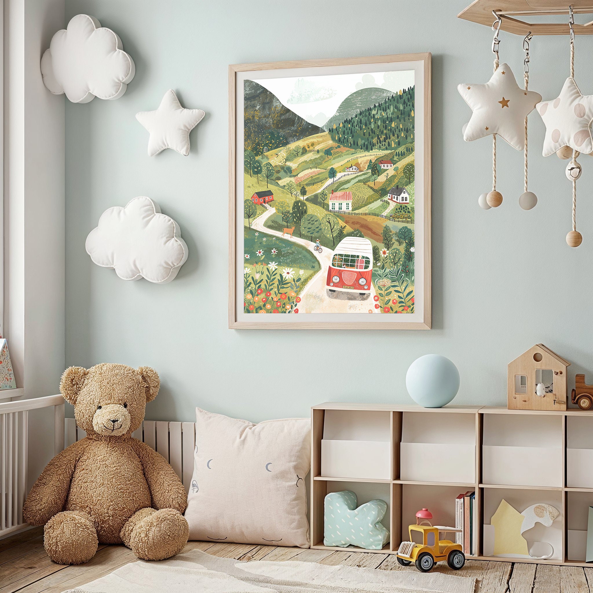Nursery Wall Art , Playful Shapes & Nature Scenery - Kids Posters for ...