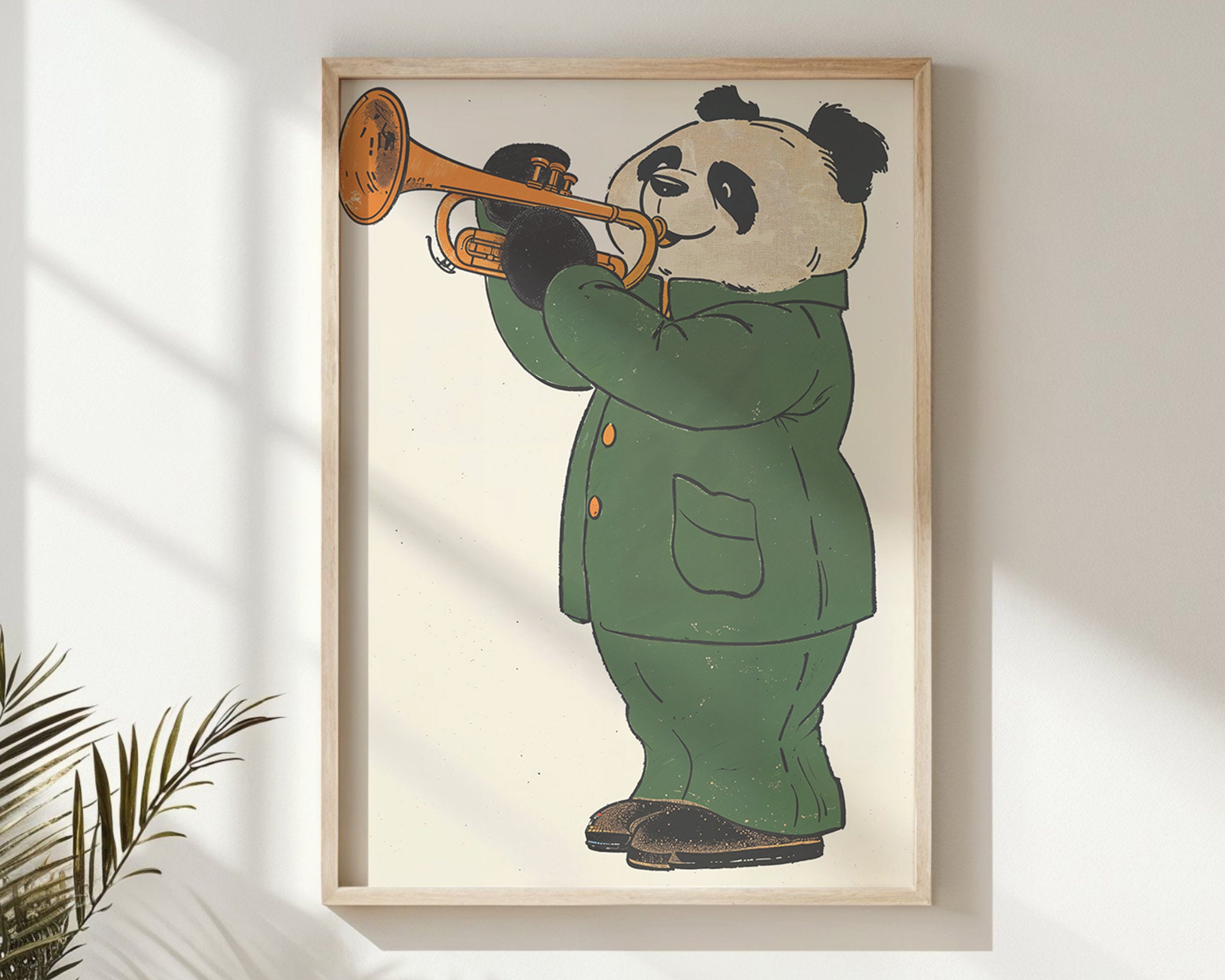 Panda Playing Trumpet Nursery Wall Art, Kids Music Themed Posters ...
