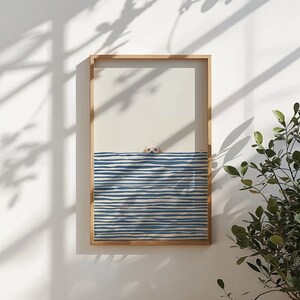 Peeking Puppy Print, Navy Stripes Nursery Wall Art, Kids Room Dog ...