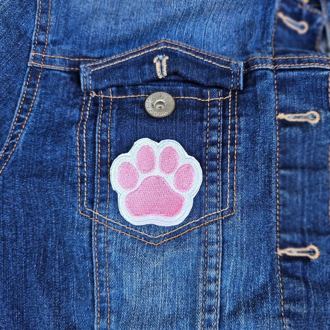 Paw Print Patches Pink or Black, Iron On/sew on Patch, Dog Paw Patch, Cat Paw Patch, Shirt Patch ...