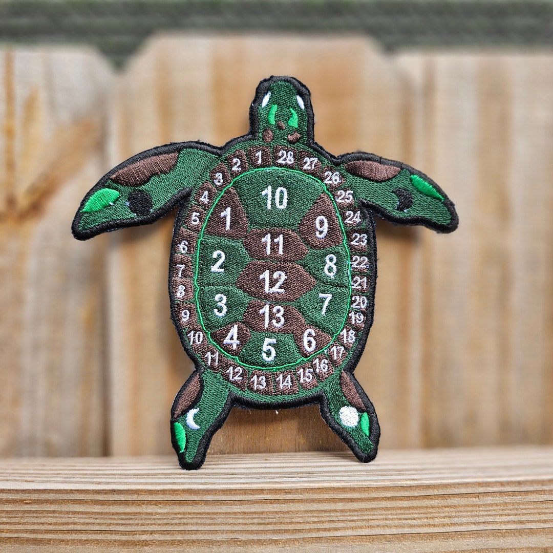 13 Moons Turtle Calendar Iron On/sew on Patch, Moon Patch, Turtle Patch ...