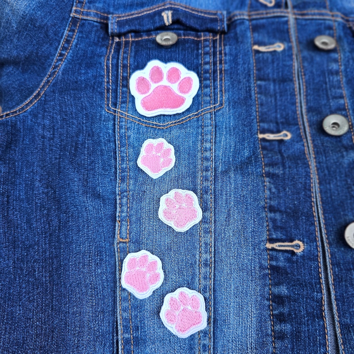Paw Print Patches Pink or Black, Iron On/sew on Patch, Dog Paw Patch ...