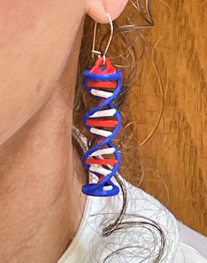 3D Printed DNA Double Helix Earrings – Red, White & Blue - Etsy