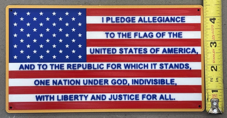 3D Printed USA Flag With Pledge of Allegiance, PLA Plastic - Etsy