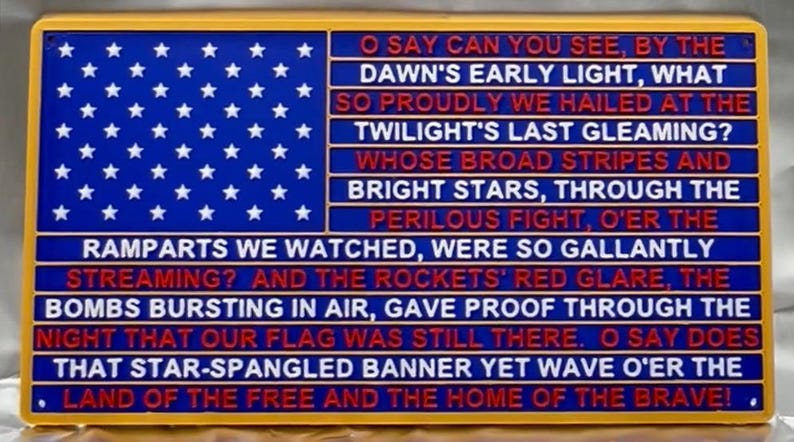 3D Printed USA Flag With Star-spangled Banner Text - Etsy