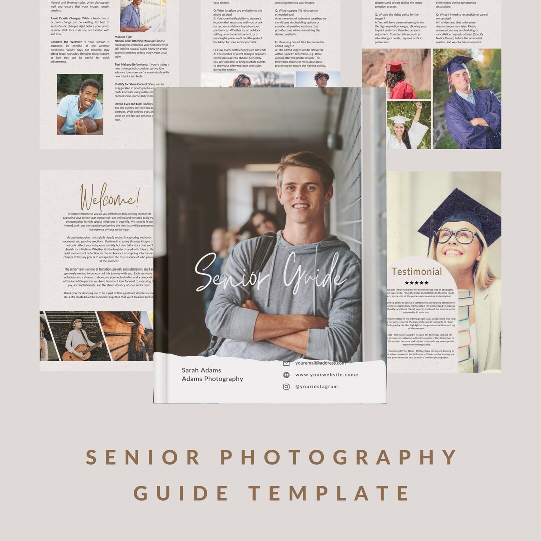High School Senior Photography Guide Template Canva Photographer's ...