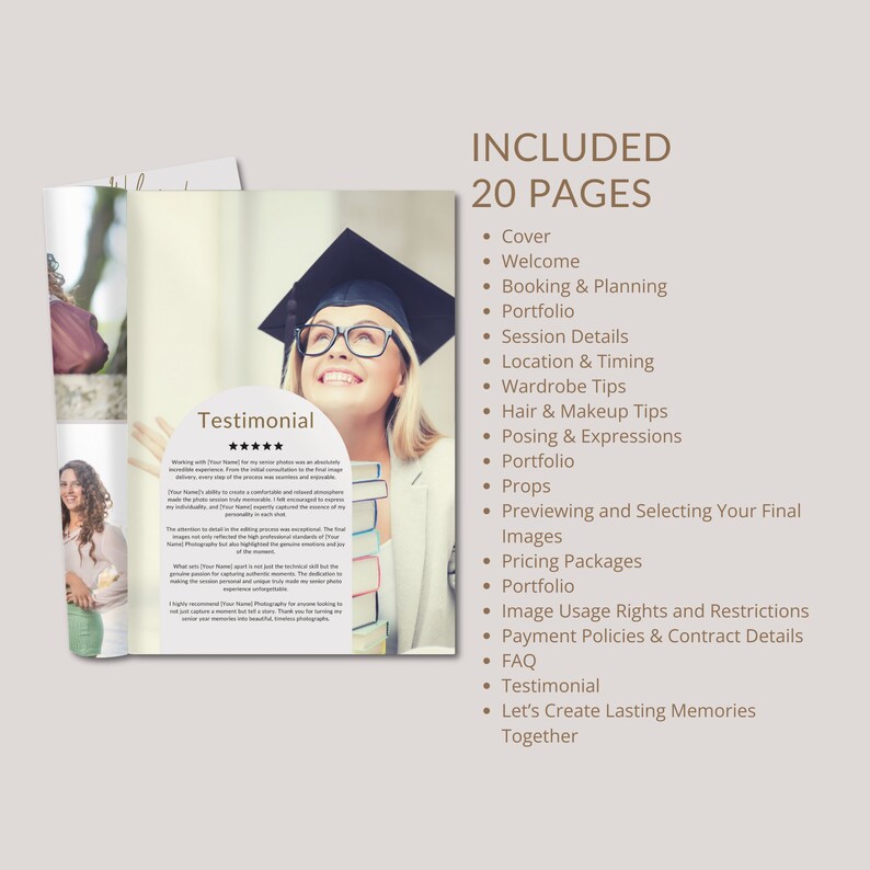 High School Senior Photography Guide Template Canva Photographer's ...