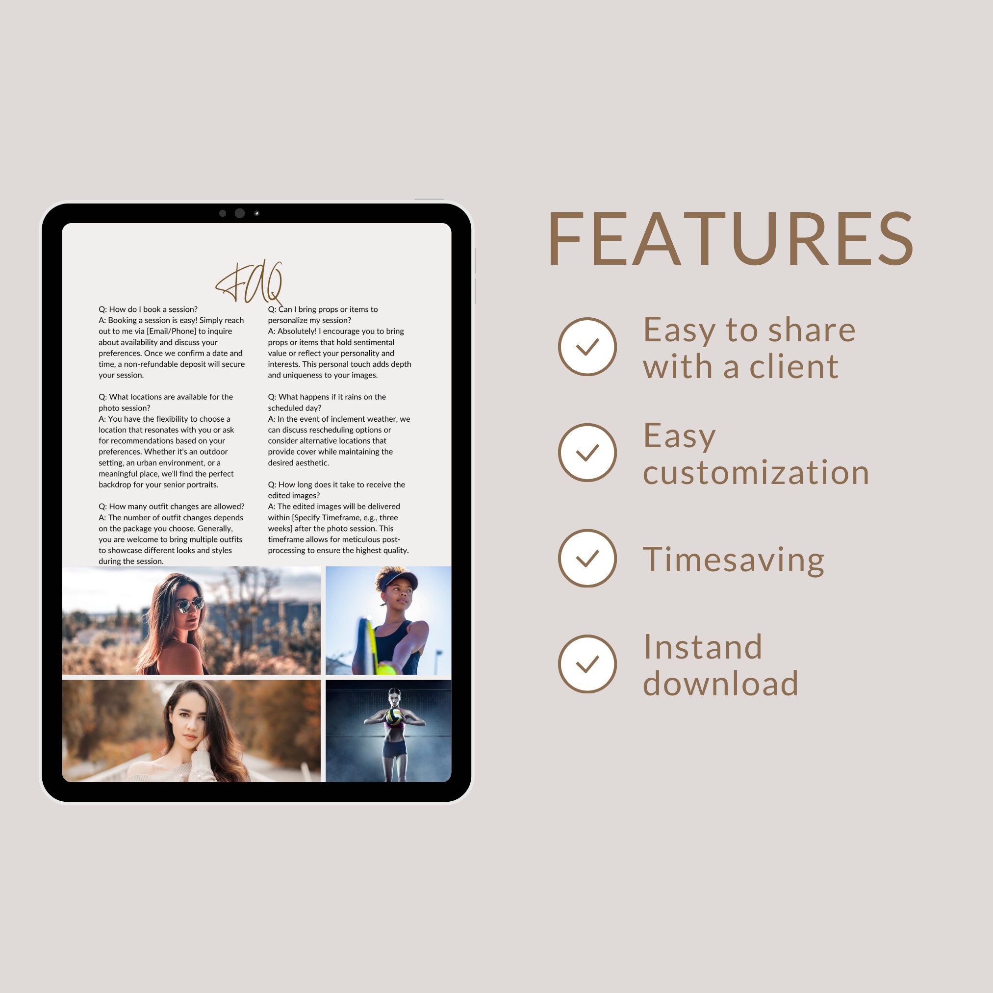 High School Senior Photography Guide Template Canva Photographer's ...