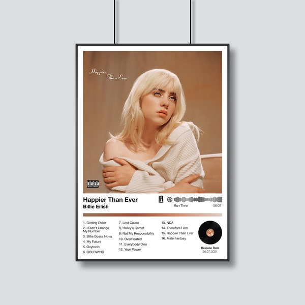 Billie Eilish Poster Happier Than Ever - Etsy Canada
