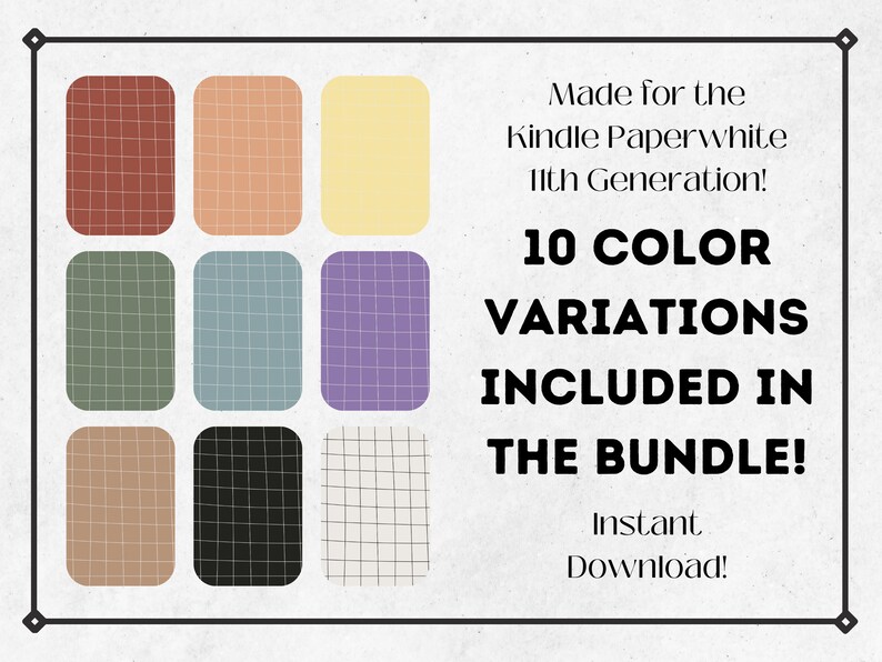 10 Thin Line Grid Printable Kindle Basic & Paperwhite Insert Bundle for ...