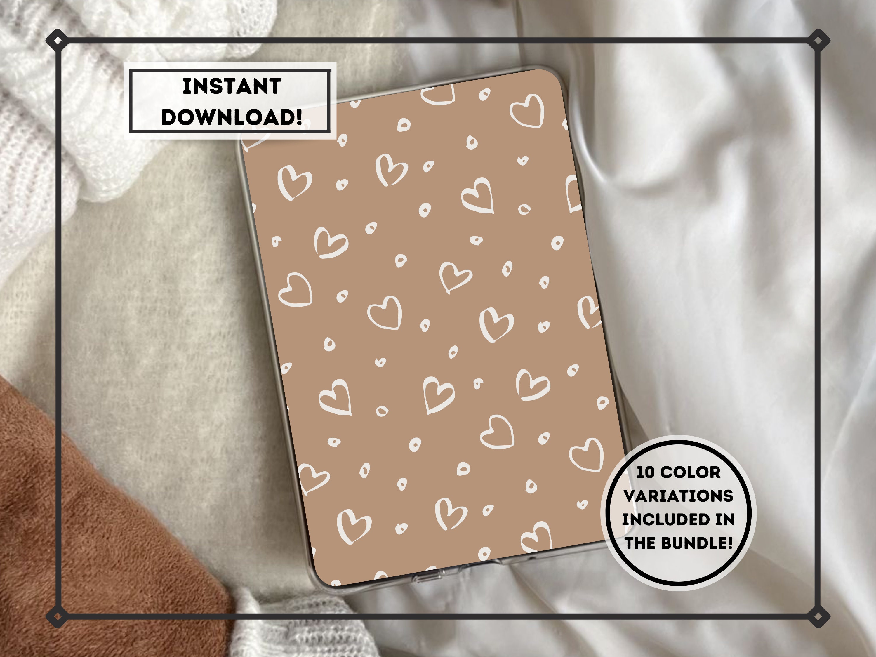 10 Simple Heart Printable Kindle Basic & Paperwhite Insert Bundle for ...