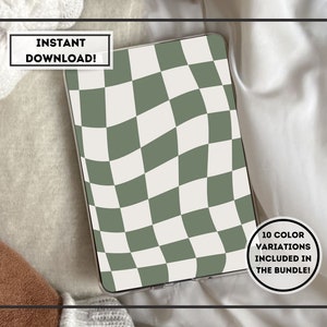 10 Wavy Checkered Printable Kindle Basic & Paperwhite Insert Bundle for ...