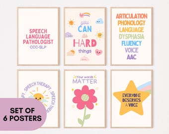 Bright Speech Therapy Room Decor Bundle of 10 Posters, Digital Prints ...