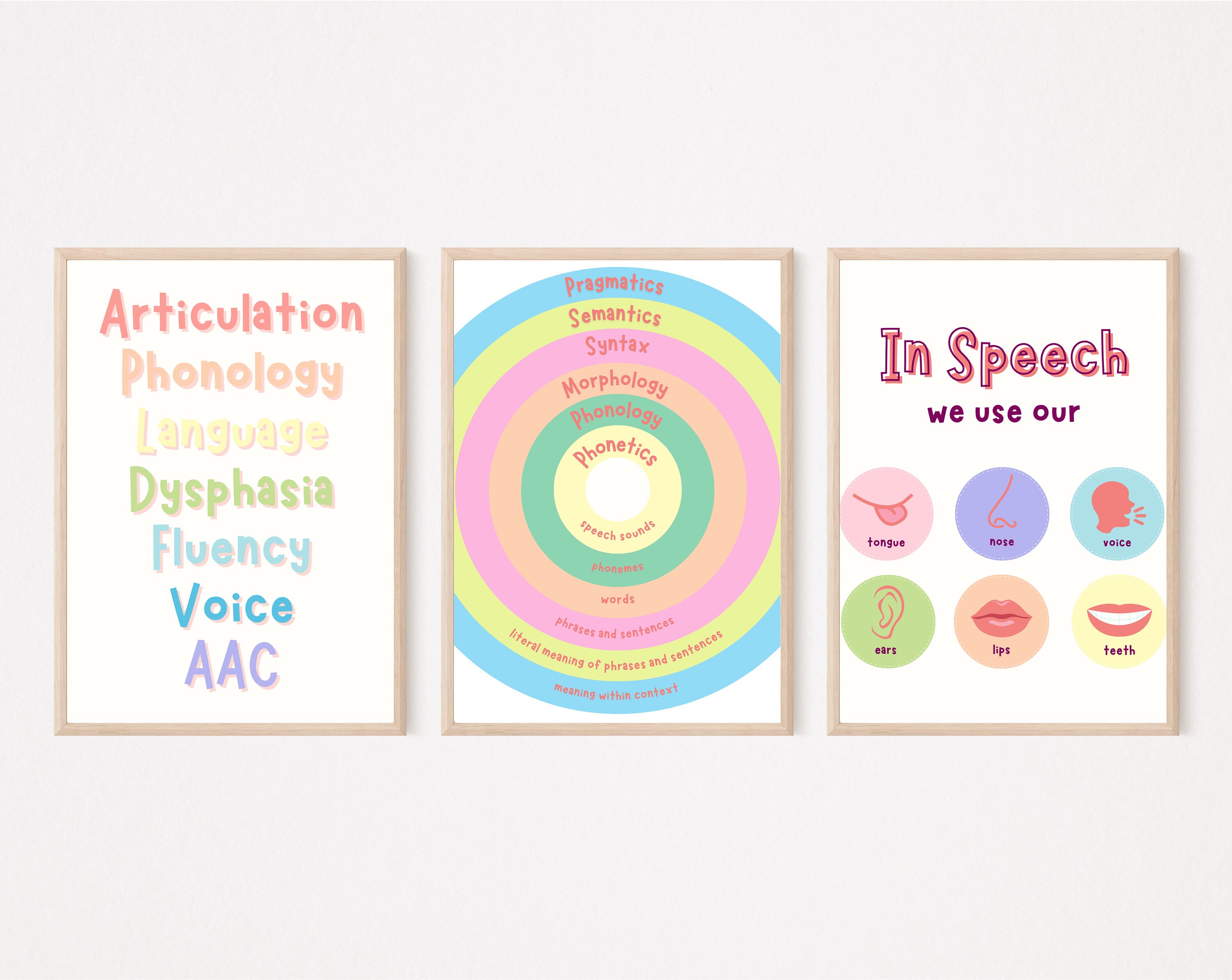 Bright Speech Therapy Room Decor Bundle of 10 Posters, Digital Prints ...