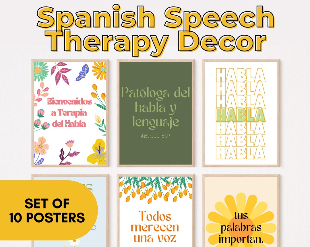 Spanish Floral Speech Therapy Room Decor Bundle of 10 Posters, Digital ...
