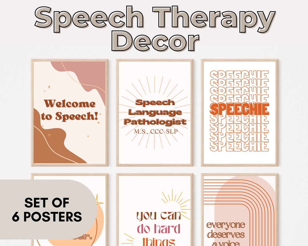 Boho Speech Therapy Decor: 6 SLP Posters, Speech Room Art (digital ...