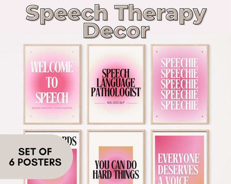 Pink Gradient Speech Therapy Decor Poster Set (digital Download) - Etsy