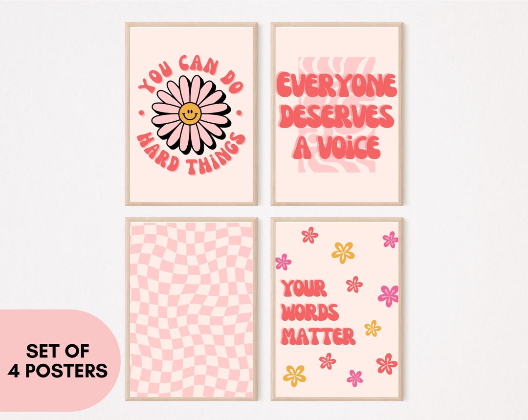 Pink Floral Speech Therapy Room Decor Bundle of 4 Posters, Digital ...