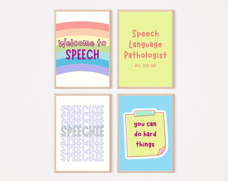 Bright Speech Therapy Room Decor Bundle of 10 Posters, Digital Prints ...