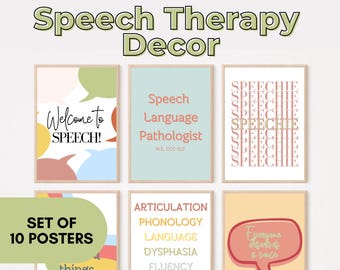 Bright Speech Therapy Room Decor Bundle of 10 Posters, Digital Prints ...