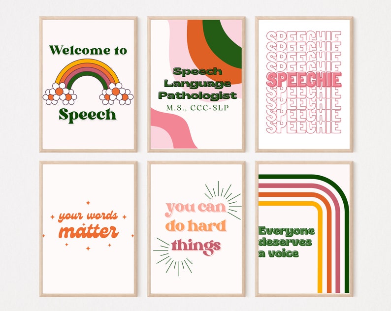 Retro Speech Therapy Room Decor Bundle of 6 Posters, Digital Prints ...