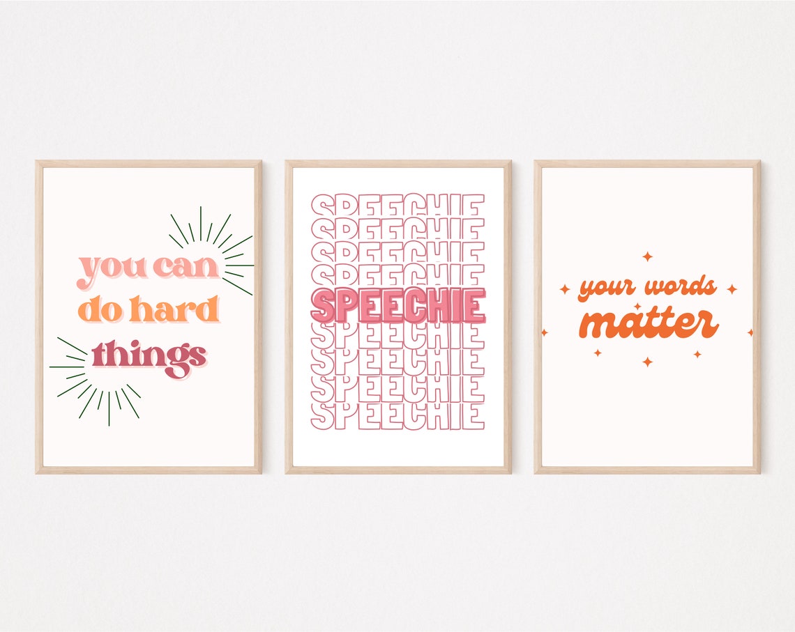 Retro Speech Therapy Room Decor Bundle of 6 Posters, Digital Prints ...
