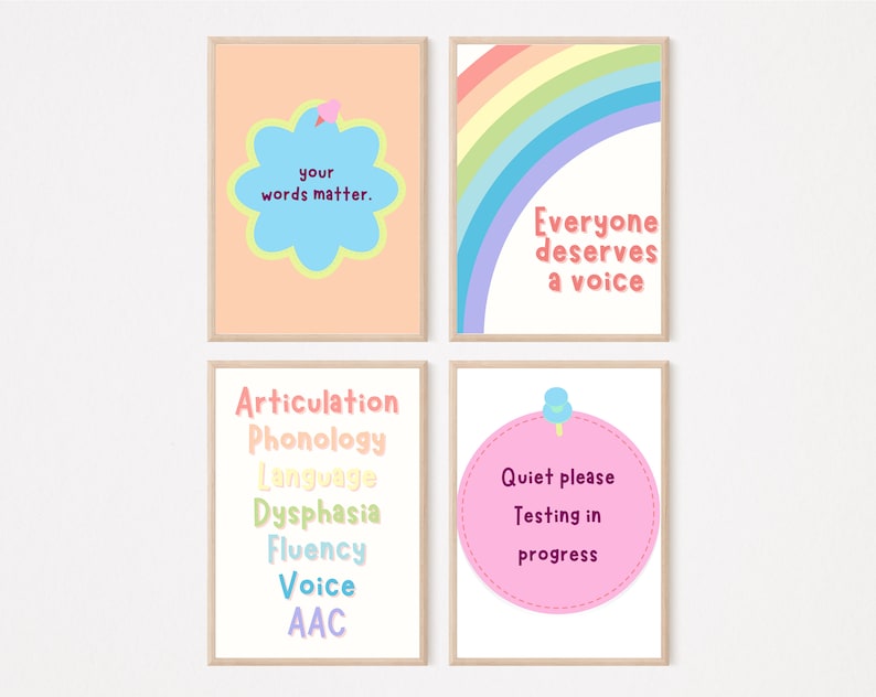 Bright Speech Therapy Room Decor Bundle of 10 Posters, Digital Prints ...