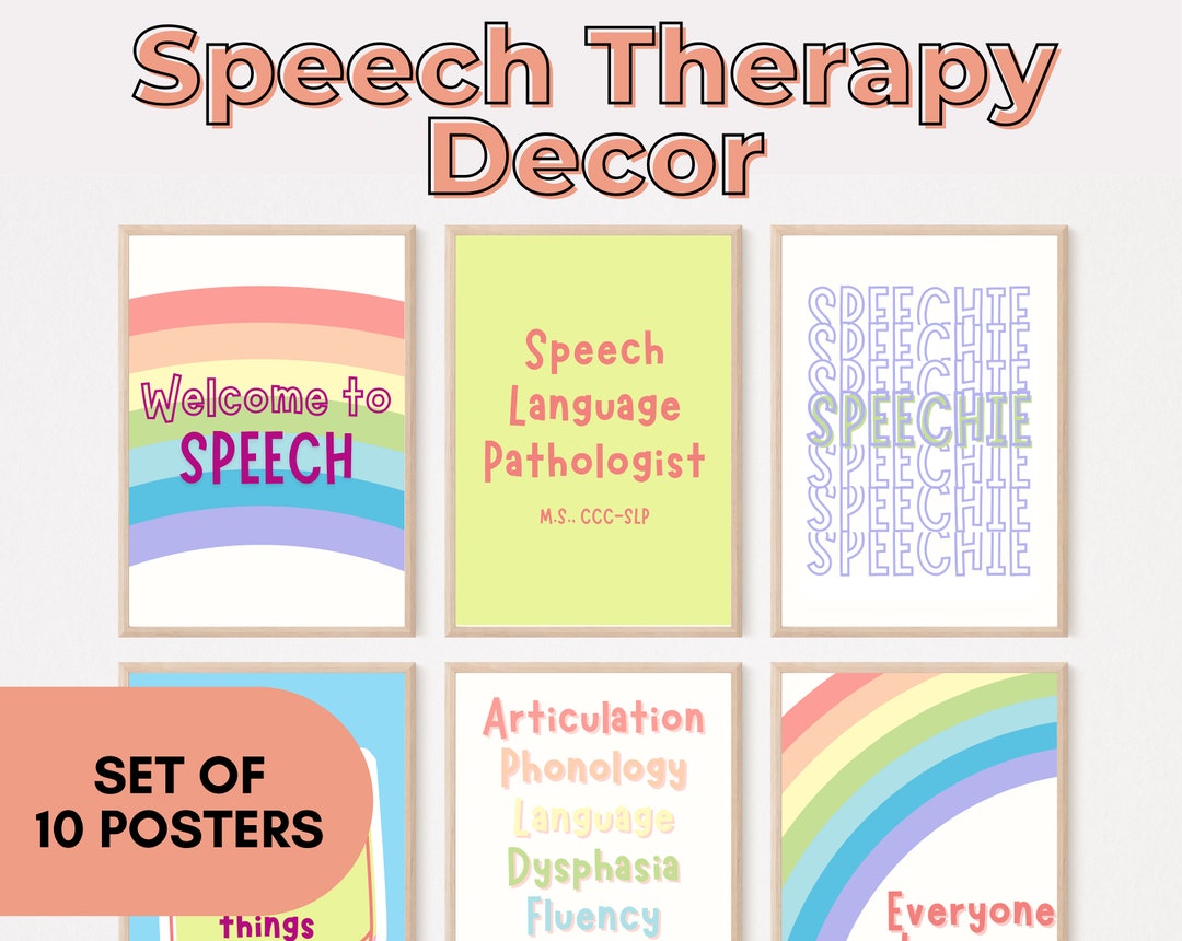 Bright Speech Therapy Room Decor Bundle of 10 Posters, Digital Prints ...