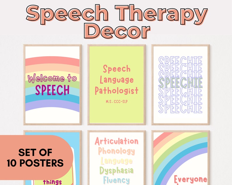 Bright Speech Therapy Room Decor Bundle of 10 Posters, Digital Prints ...