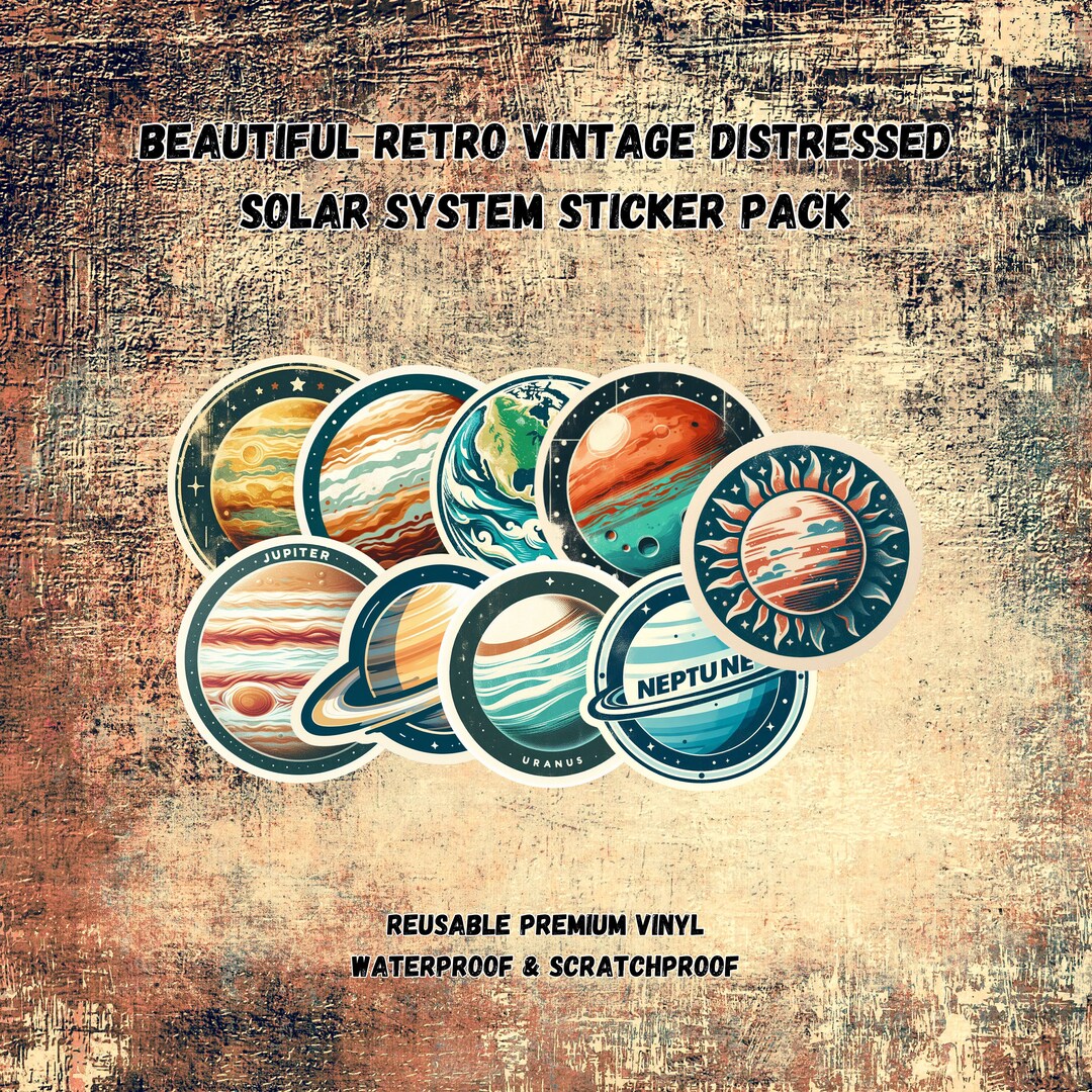 Planet Stickers Pack Solar System Sticker Pack, Retro, Vintage, Unique ...