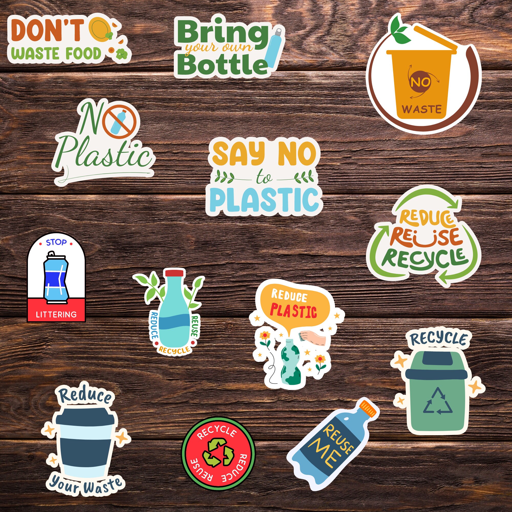 Environmental Sticker Pack - 100 Eco Friendly, Earth Day Decals, Reduce ...