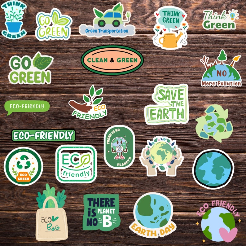Environmental Sticker Pack - 100 Eco Friendly, Earth Day Decals, Reduce ...