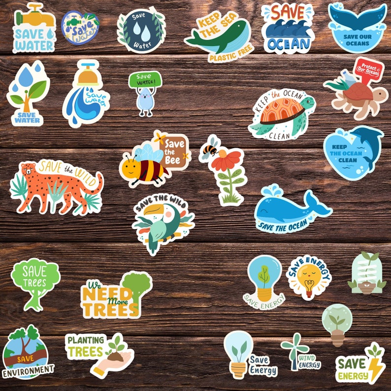Environmental Sticker Pack - 100 Eco Friendly, Earth Day Decals, Reduce ...
