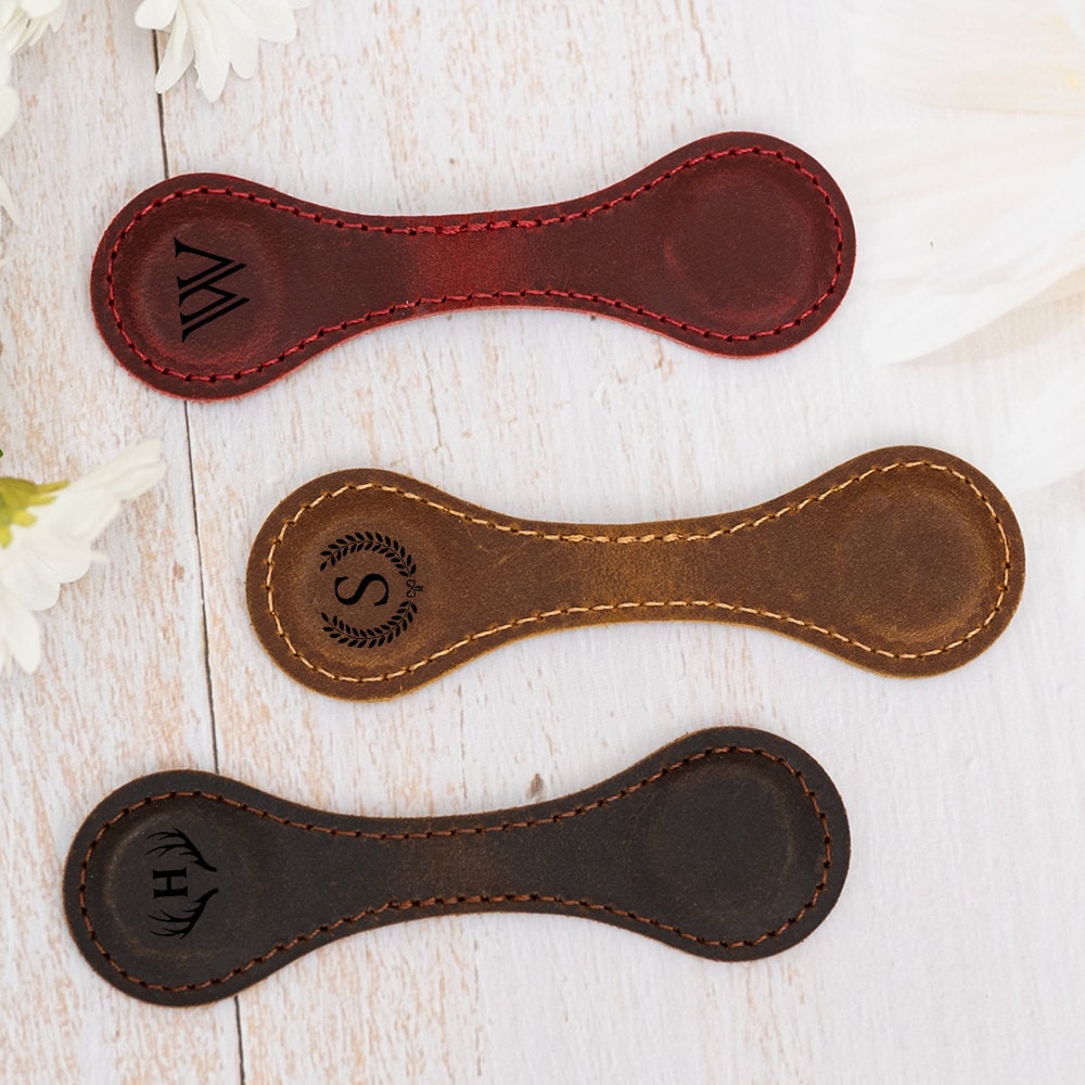 Personalized Leather Bookmark, Leather Magnetic Bookmark, Custom ...