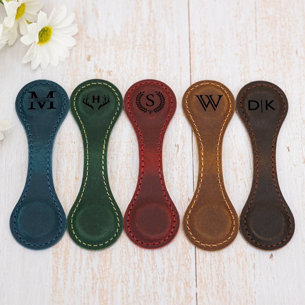 Personalized Leather Bookmark, Leather Magnetic Bookmark, Custom ...