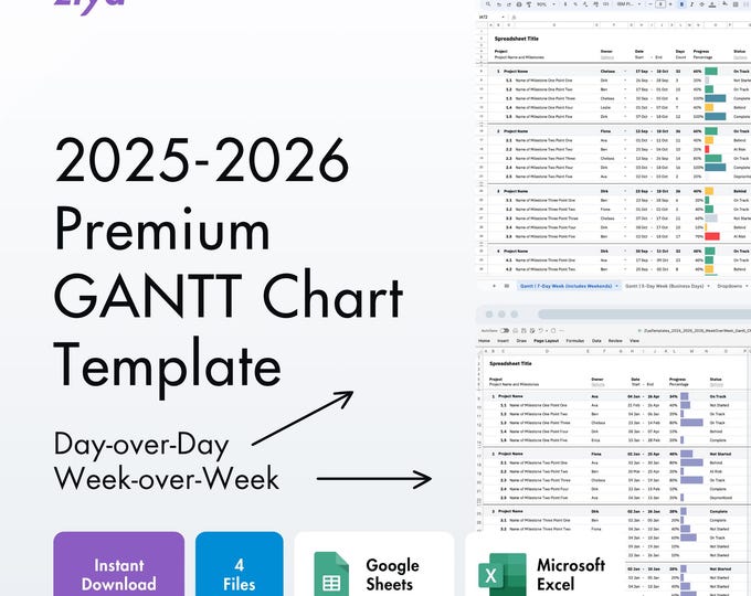 Premium Gantt Chart Template for 2024 2025 2026, Google Sheets ...
