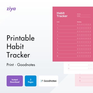 Habit / Goal Tracker Template, Printable, Simple | PDF | JPG | PNG ...