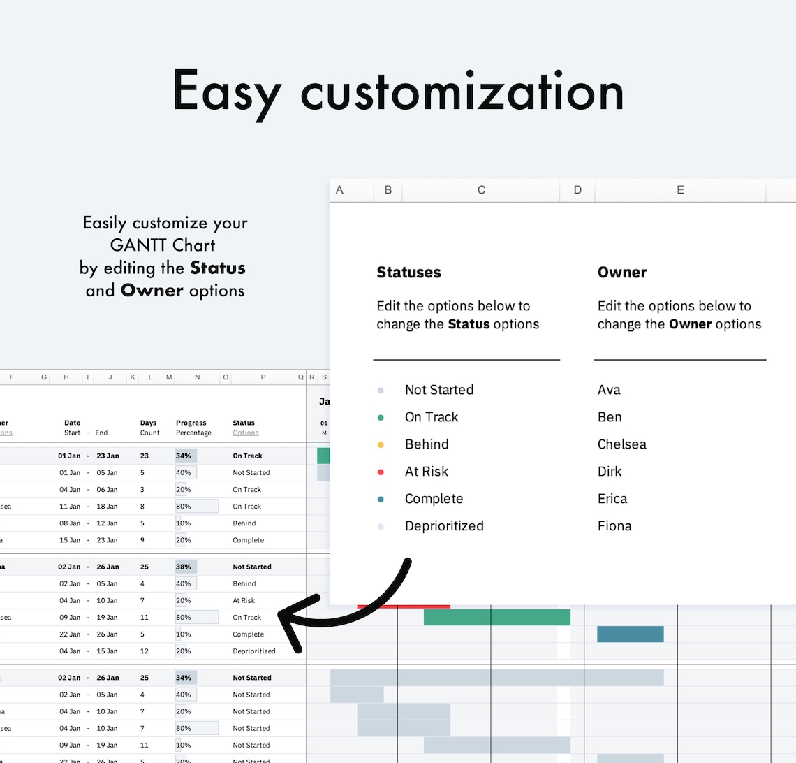 2024 2025 Gantt Chart Template | Microsoft Excel | .XLSX | 7-day Week ...