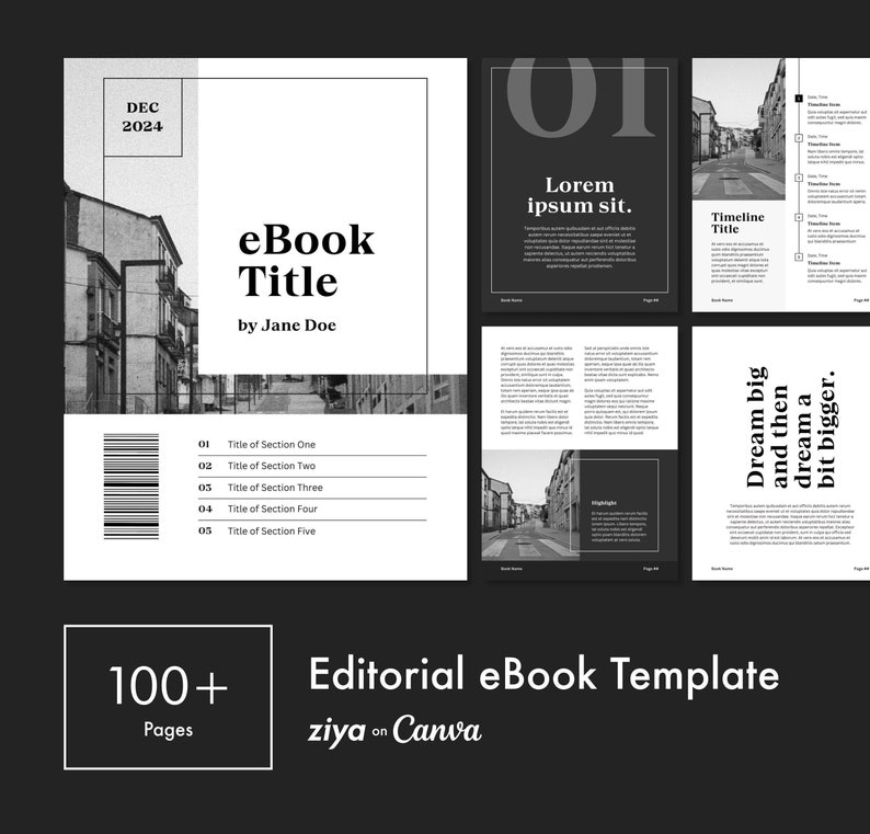 Editorial Canva Ebook Template, Black & White Coaching Guidebook ...