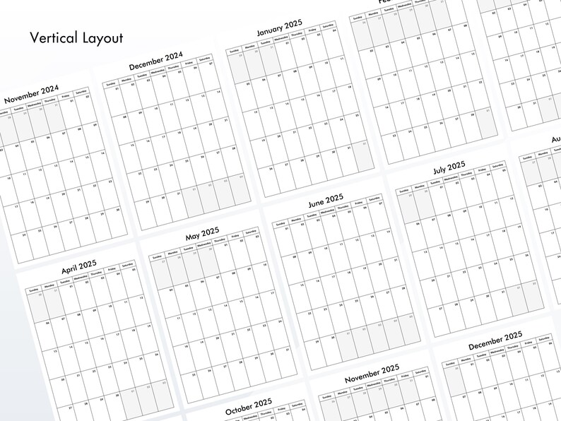 Printable Blank Calendar | November 2024 - December 2025 Monthly ...