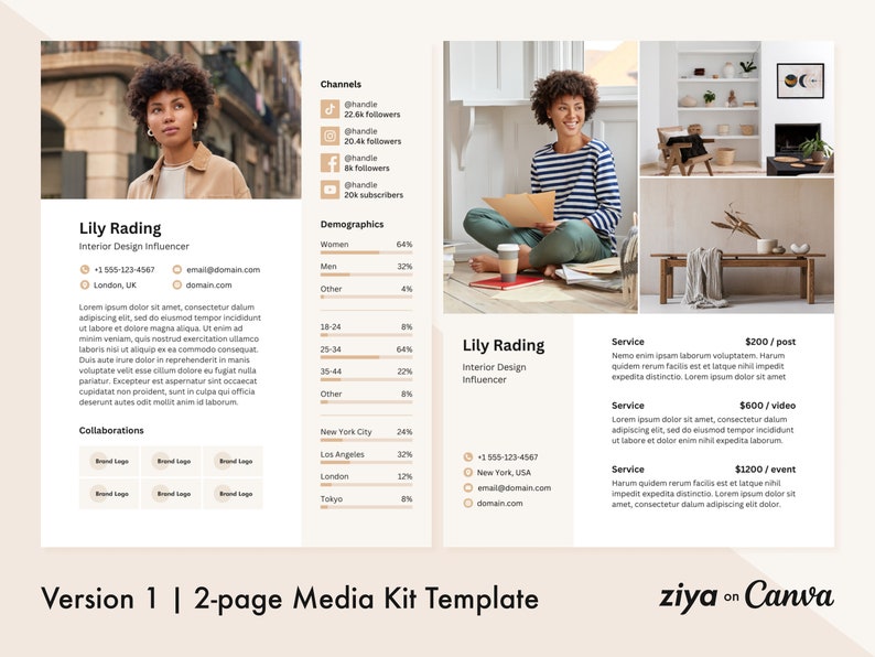 Media Kit Canva Template Instagram Media Kit Influencer Rate Sheet ...