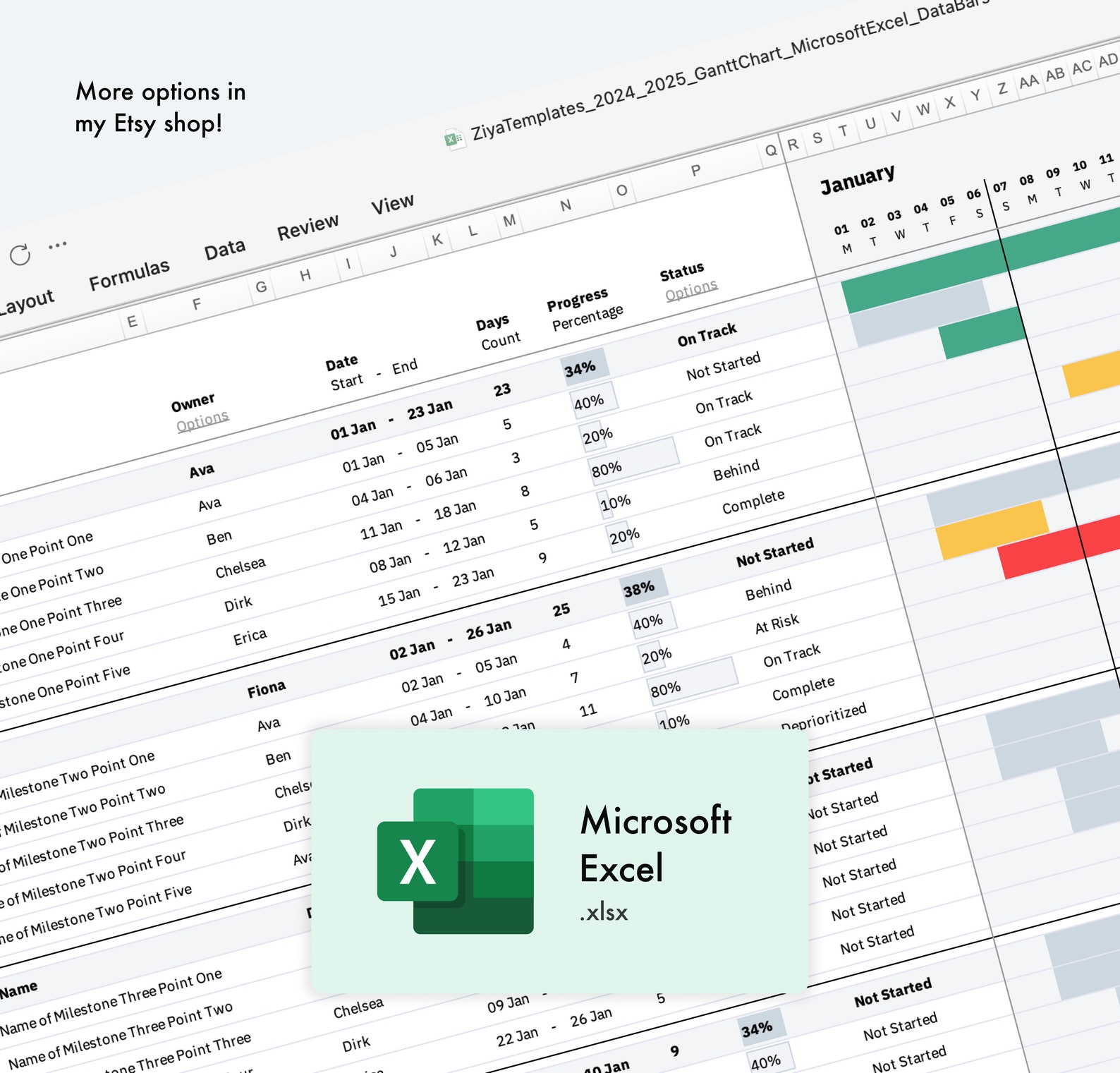 2024-2025 Gantt Chart Template | Project Management in Microsoft Excel ...