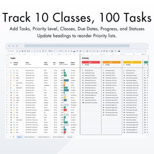Student Assignment Tracker for Google Sheets, College Students, High ...
