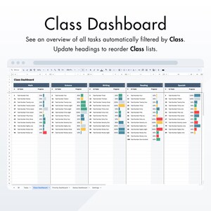 Student Assignment Tracker for Google Sheets, College Students, High ...