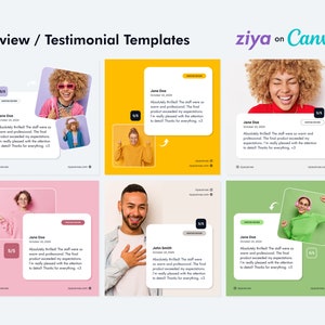 Canva Social Media Review / Testimonial Template | Instagram Facebook ...