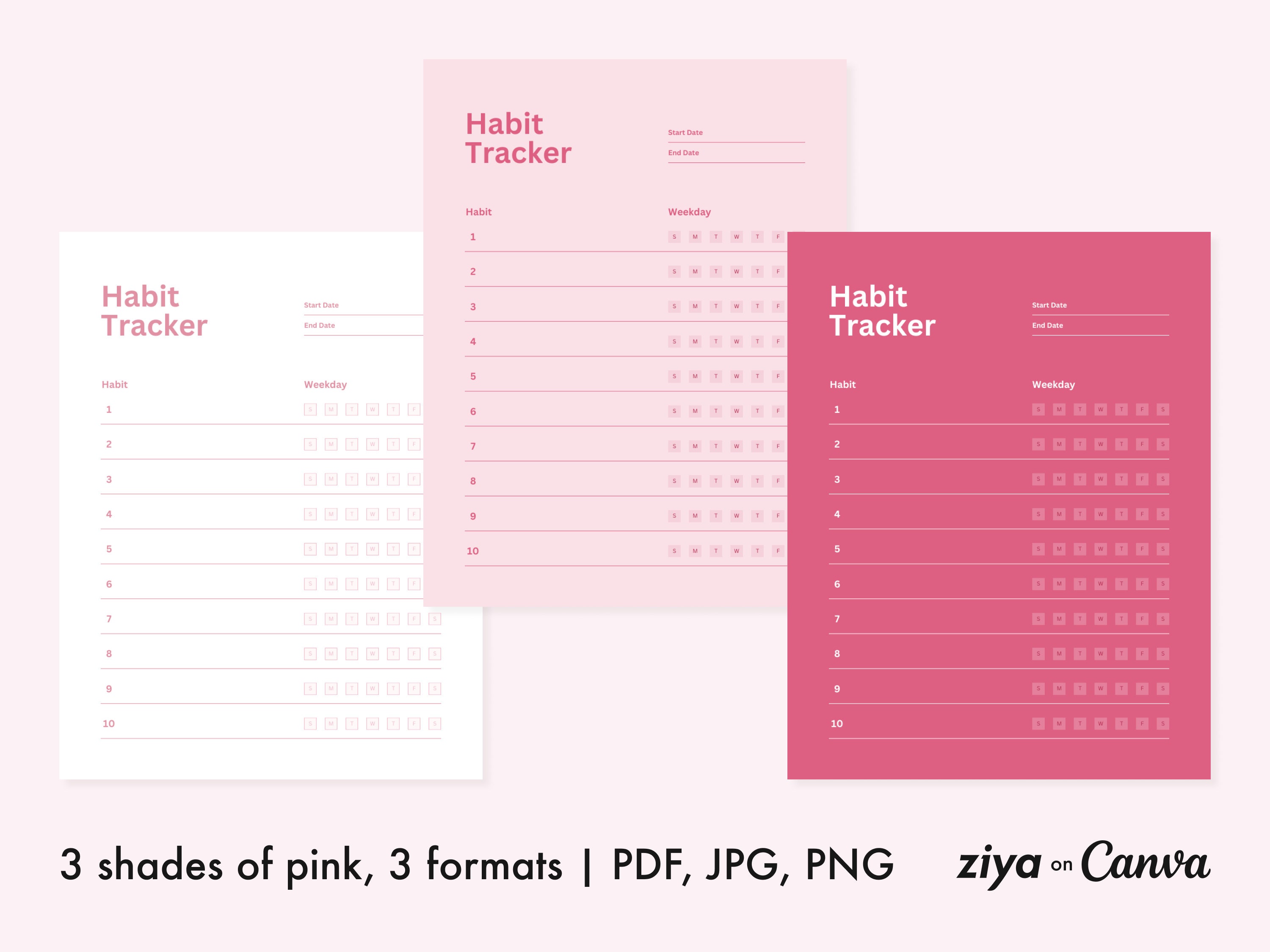 Habit / Goal Tracker Template, Printable, Simple | PDF | JPG | PNG ...