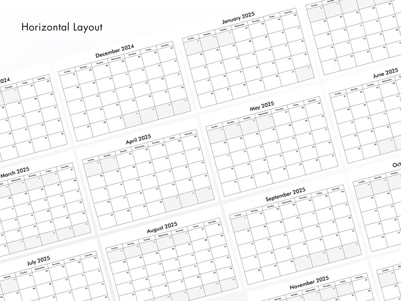 Printable Blank Calendar | November 2024 - December 2025 Monthly ...
