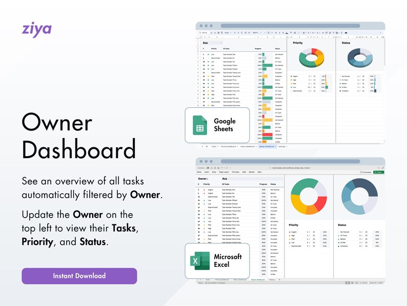 Simple Task Tracker MS Excel Google Sheets, Tracker Spreadsheet, to Do ...