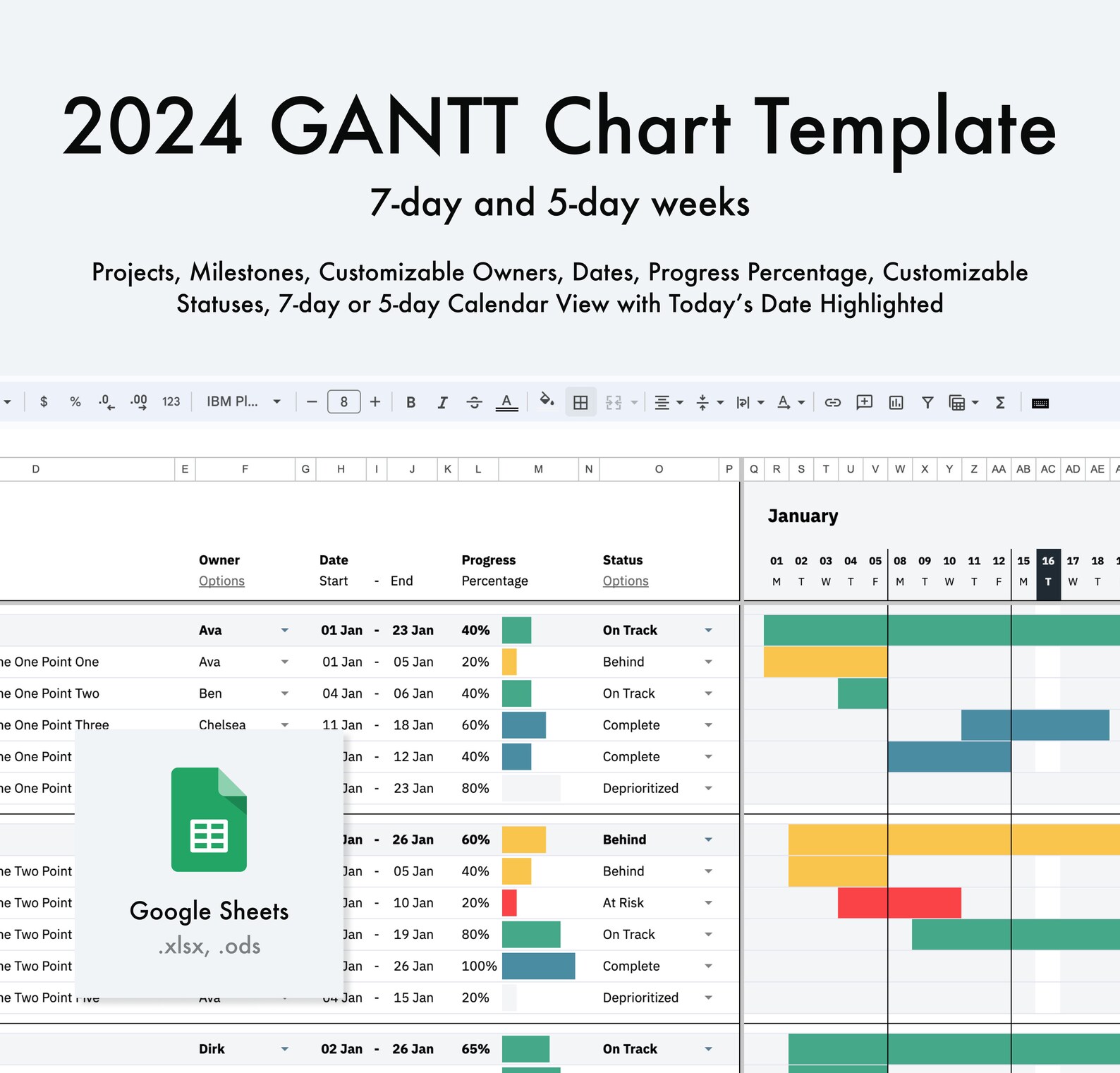 Premium Gantt Chart Template for 2026-2029, Google Sheets, Microsoft ...