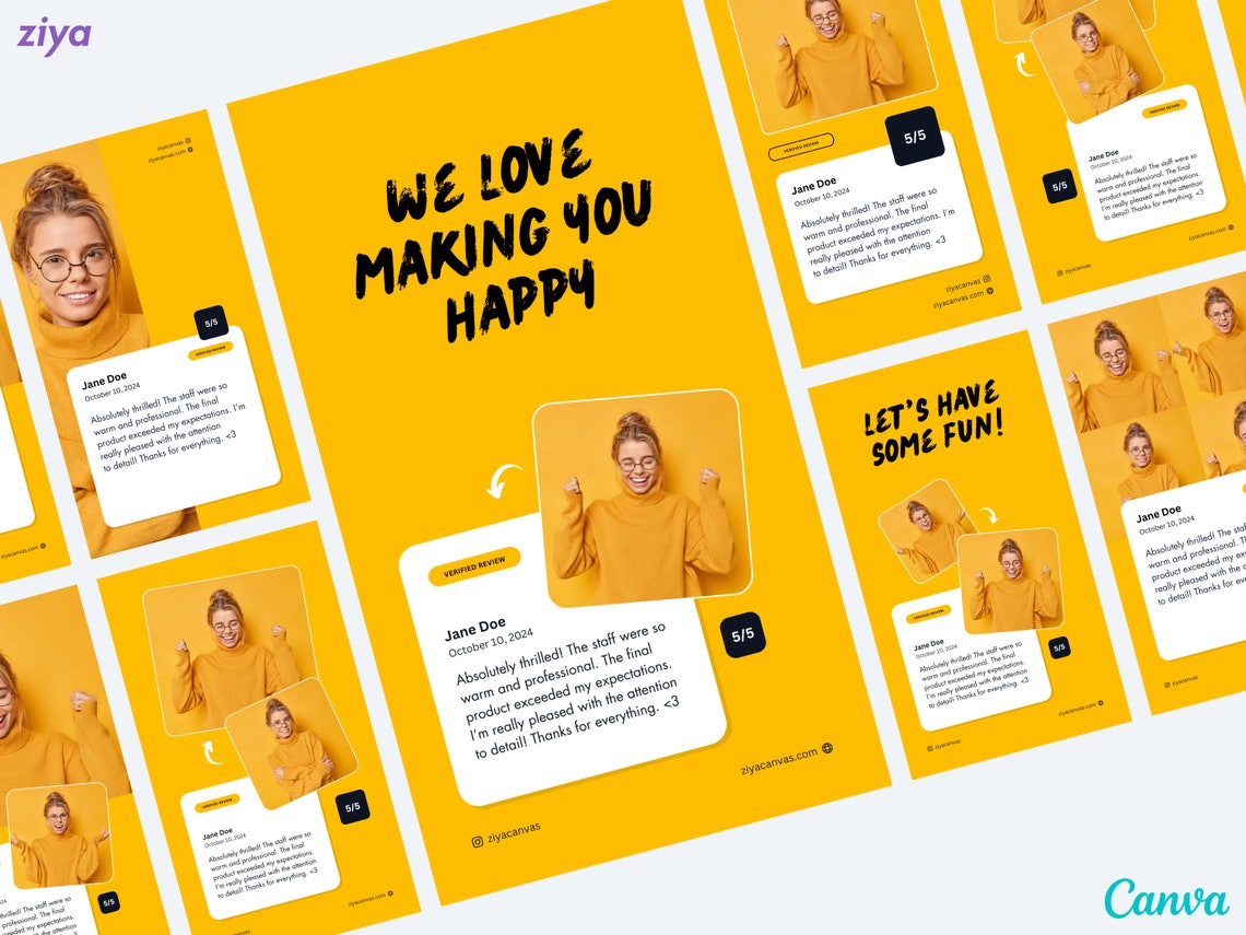 Canva Social Media Review / Testimonial Template | Instagram Facebook ...